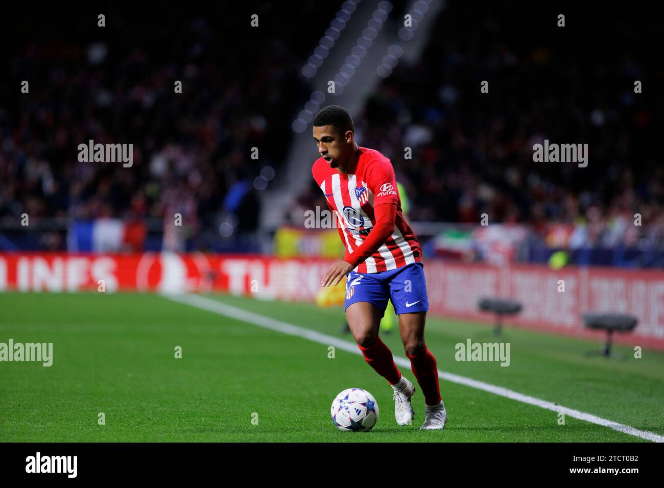Samuel Lino of Atletico de Madrid seen in action during the UEFA ...