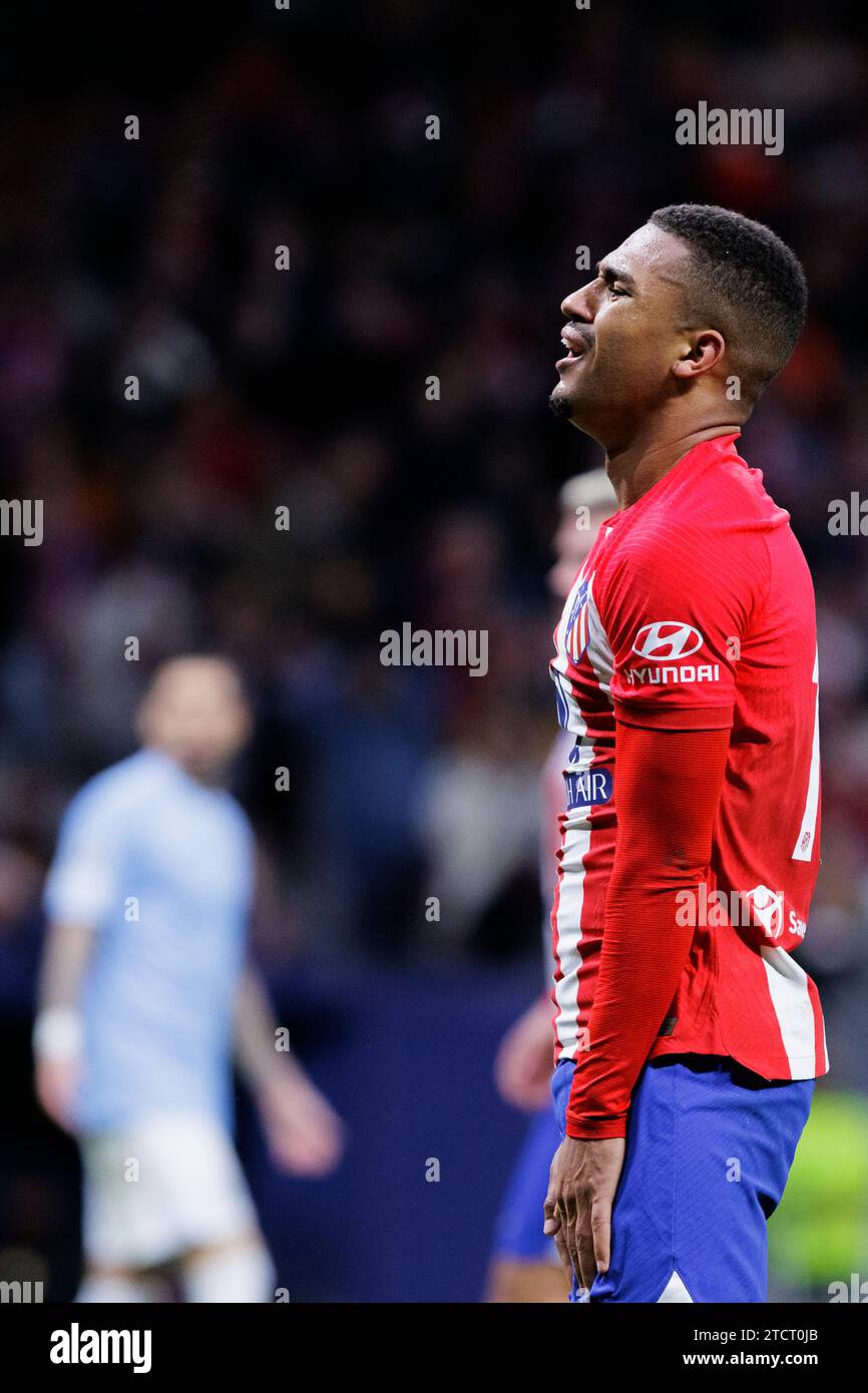 Samuel Lino of Atletico de Madrid reacts to a missed opportunity during ...