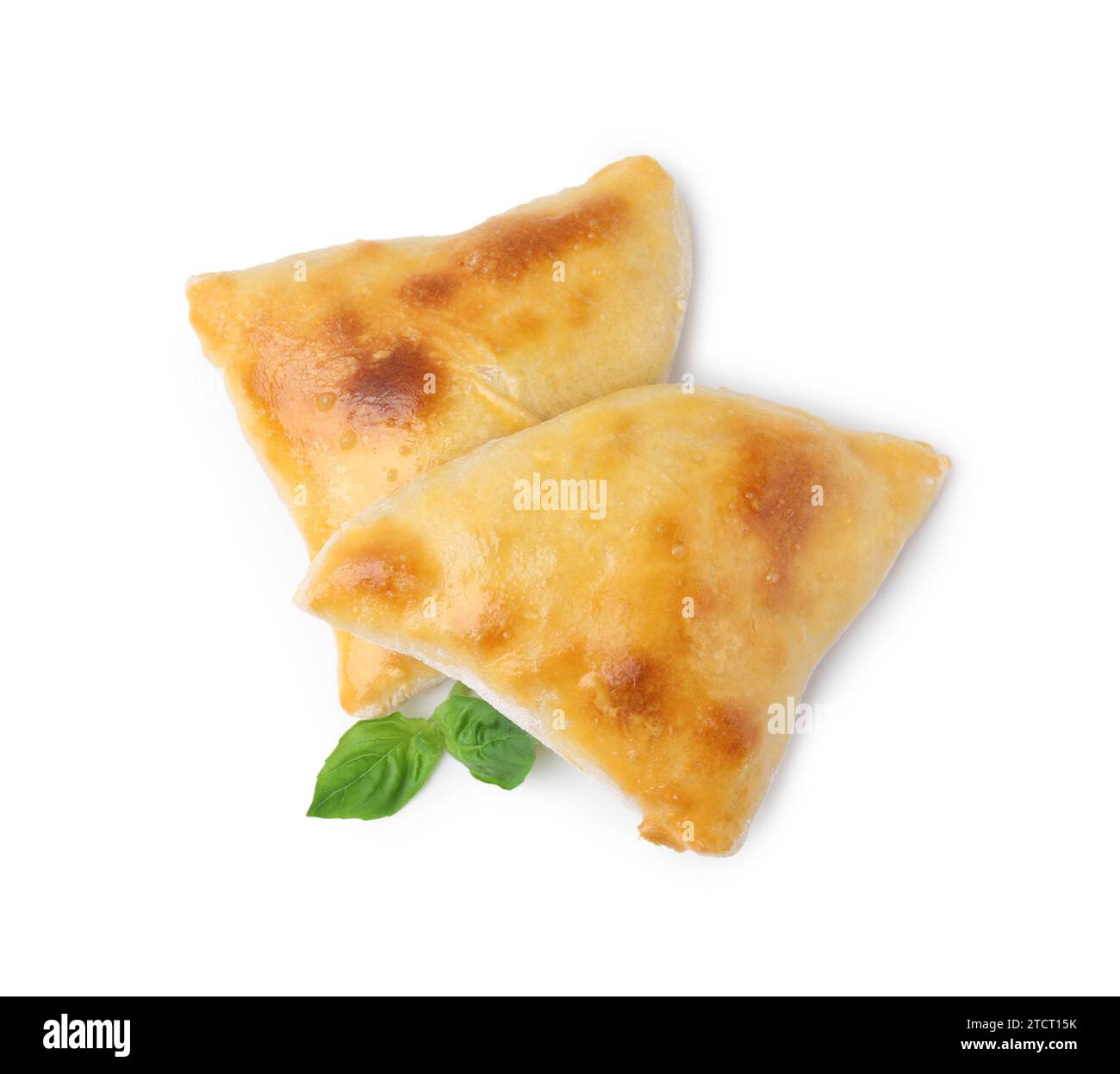 Delicious samosas and basil isolated on white, top view Stock Photo - Alamy