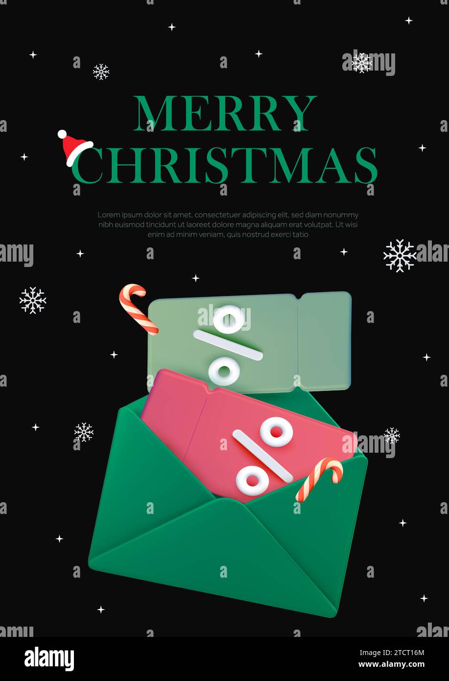 3d merry christmas coupon giveaway banner template with coupons coming ...