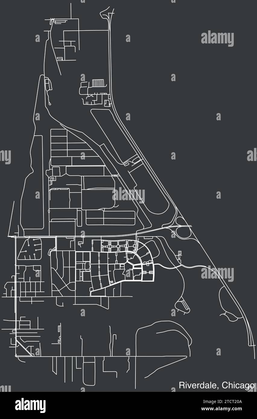Street roads map of the RIVERDALE COMMUNITY AREA, CHICAGO Stock Vector ...