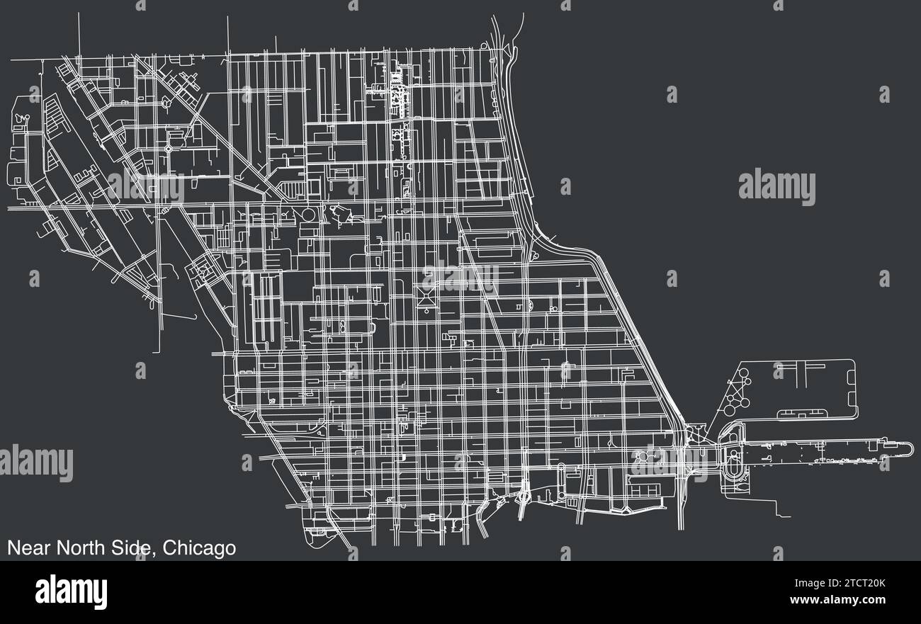 Street roads map of the NEAR NORTH SIDE COMMUNITY AREA, CHICAGO Stock ...