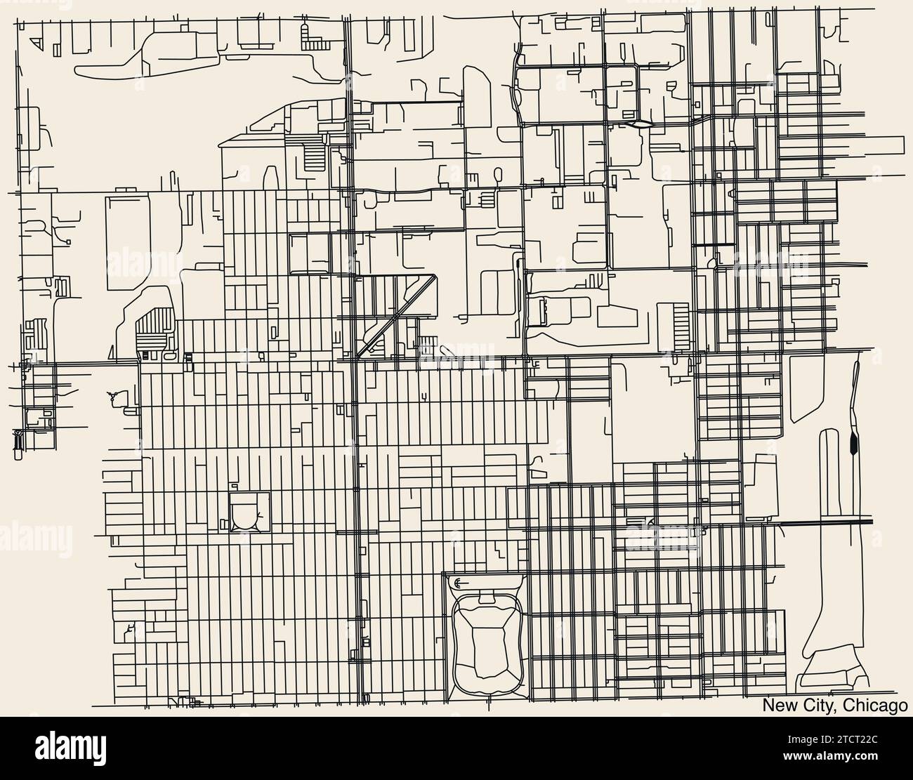 Street roads map of the NEW CITY COMMUNITY AREA, CHICAGO Stock Vector ...