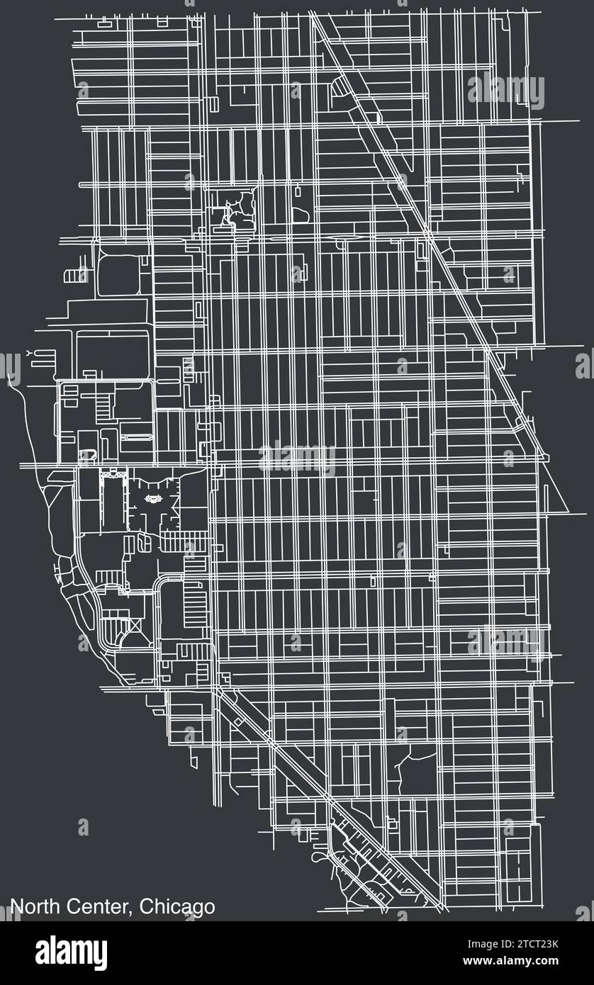 Street roads map of the NORTH CENTER COMMUNITY AREA, CHICAGO Stock ...