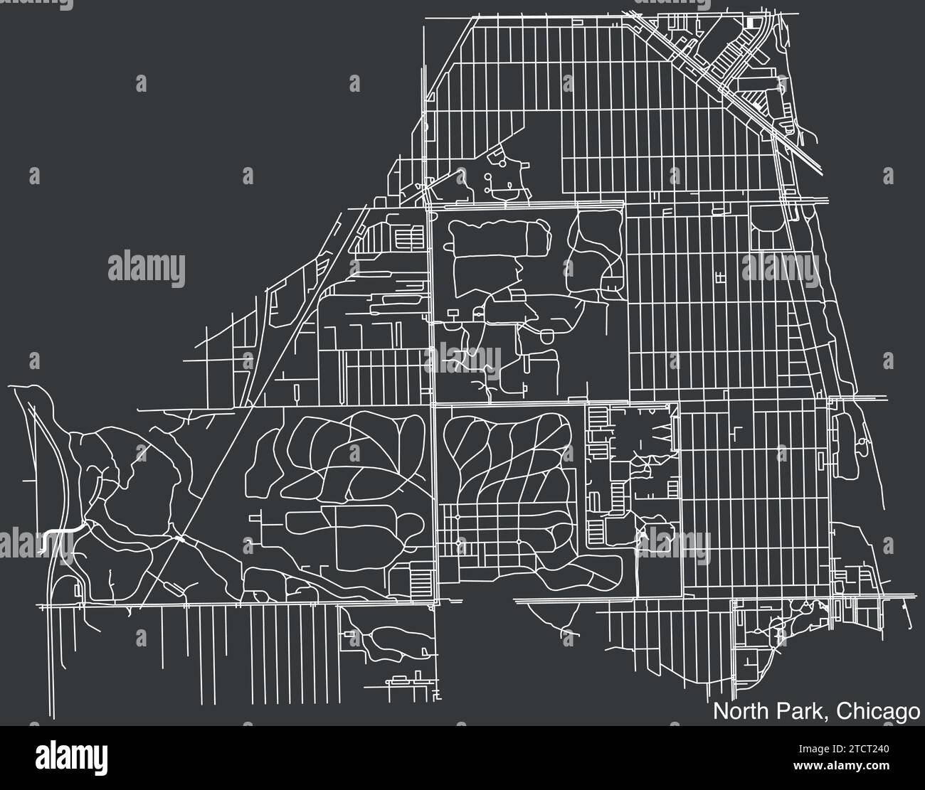Street roads map of the NORTH PARK COMMUNITY AREA, CHICAGO Stock Vector ...