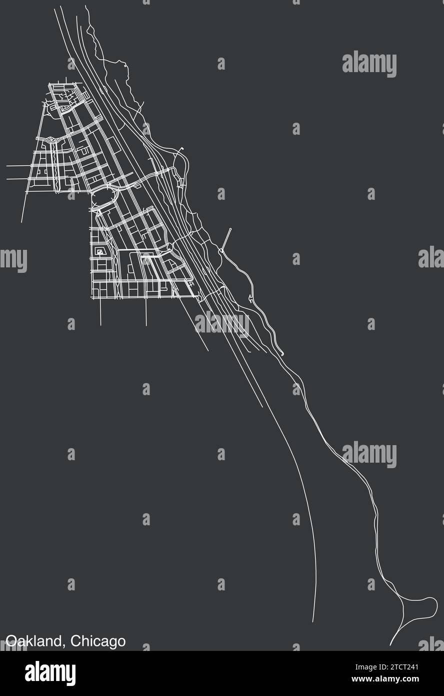Street roads map of the OAKLAND COMMUNITY AREA, CHICAGO Stock Vector ...