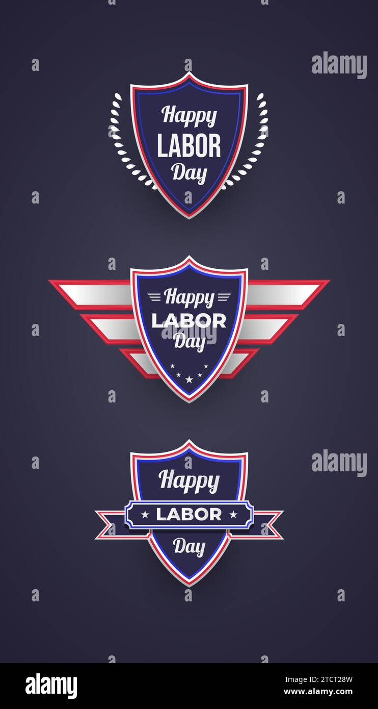 Happy Labor Day Badges and Labels with Realistic Concept Stock Vector ...