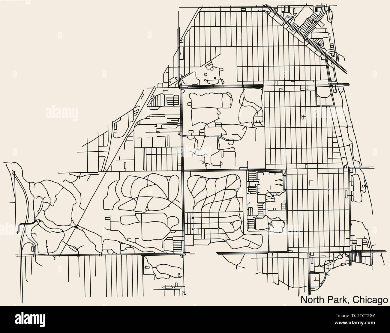Street roads map of the NORTH PARK COMMUNITY AREA, CHICAGO Stock Vector ...