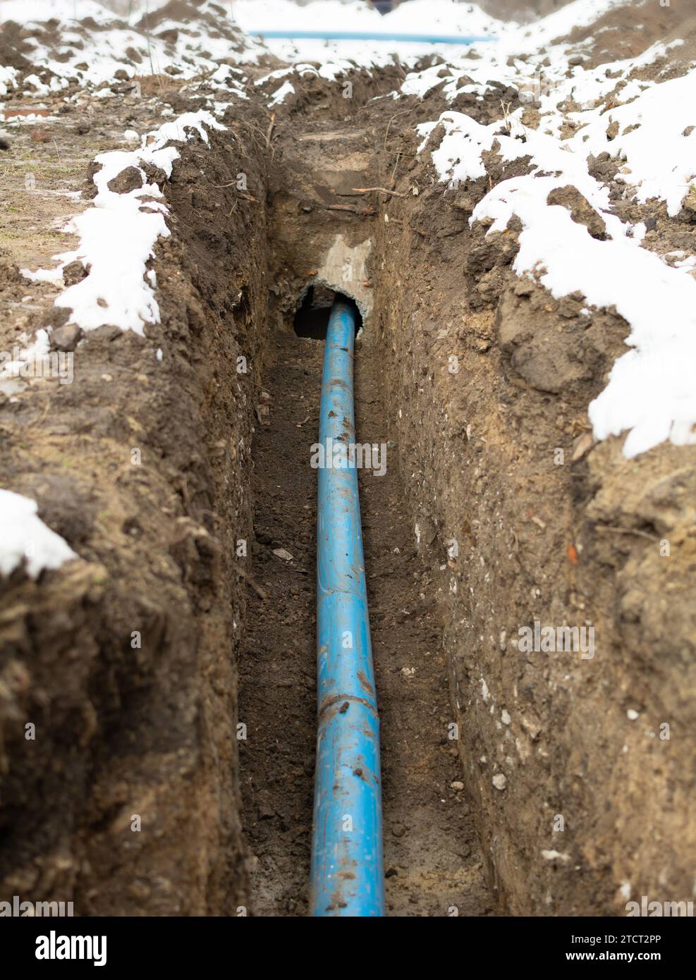 Plumbing pipe laying. Plastic polypropylene pipe. Sanitary, sewer ...