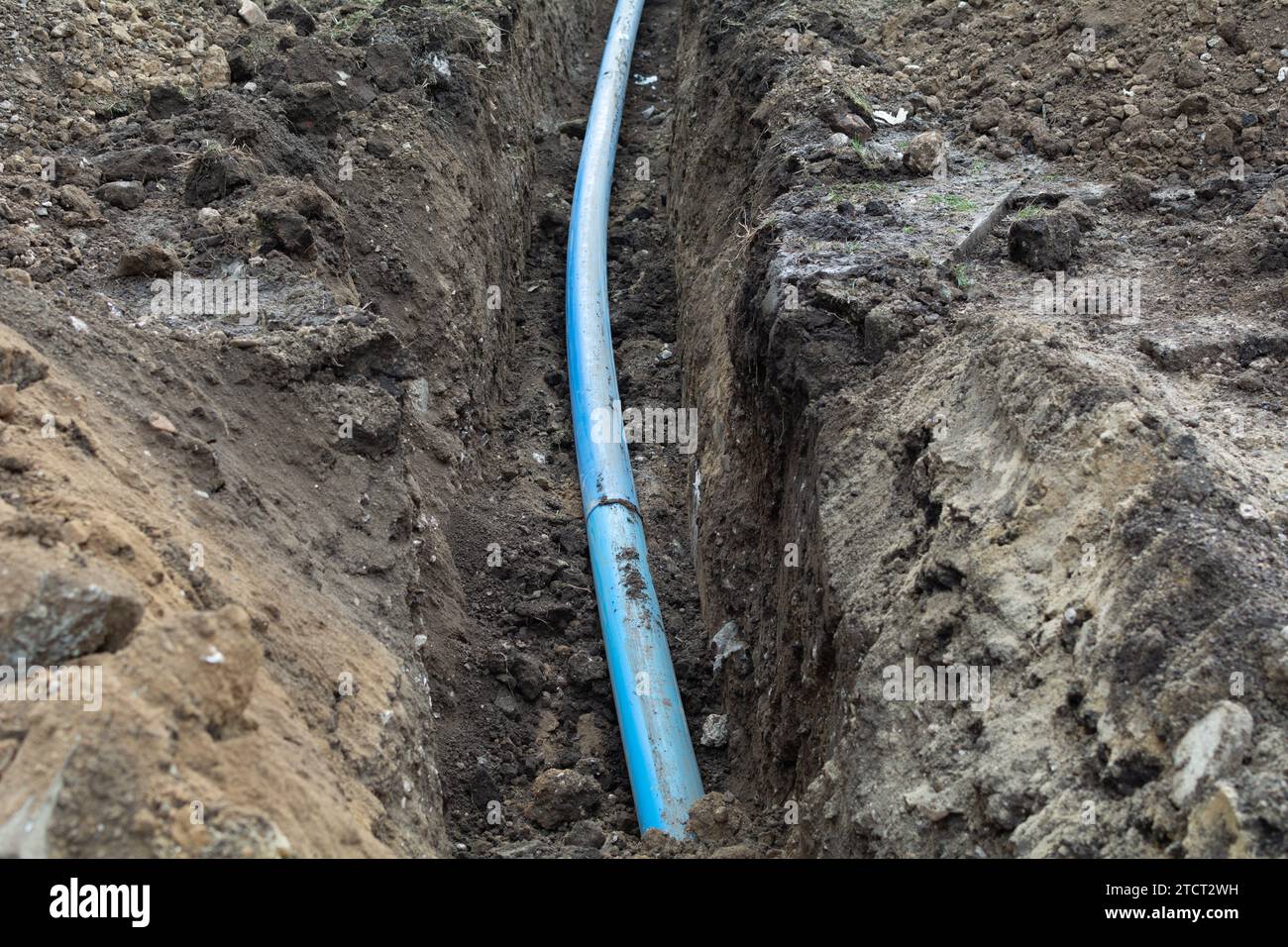 Plumbing pipe laying. Plastic polypropylene pipe. Sanitary, sewer ...