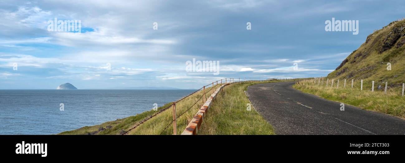 View Ailsa Craig island, from Snib's Cave Stock Photo - Alamy