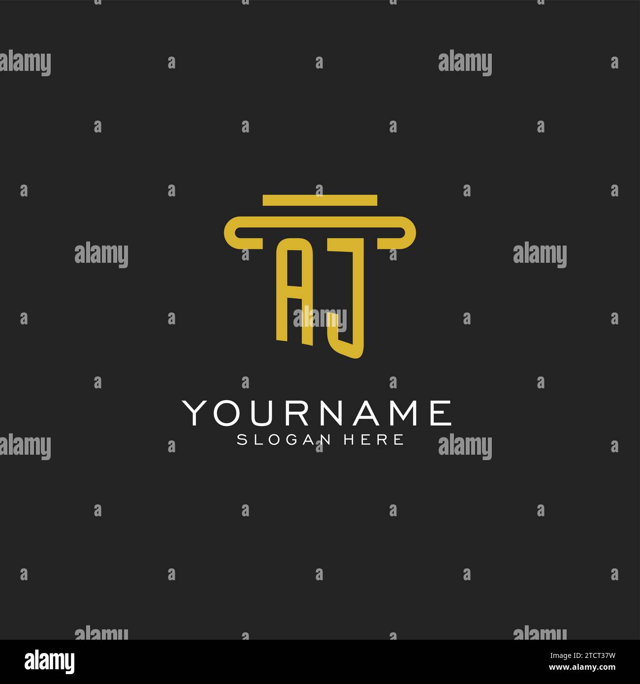 AJ initial logo with simple pillar style design vector graphic Stock ...