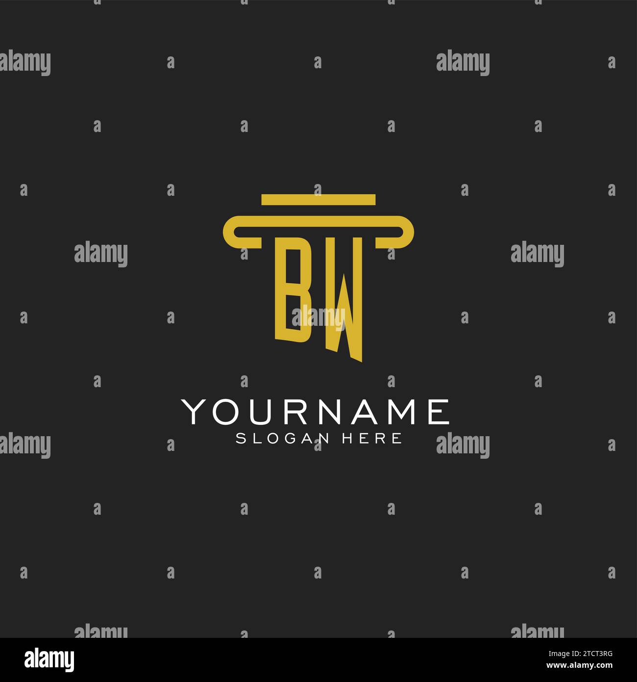 BW initial logo with simple pillar style design vector graphic Stock ...