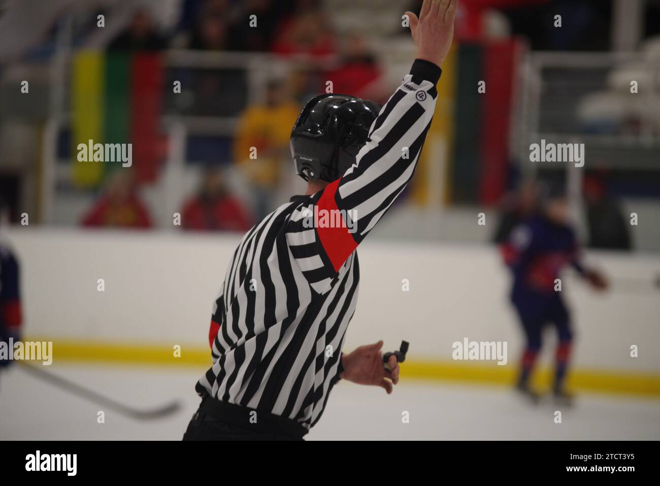 Dumfries, 11 December 2023. Referee Andreas Huber signaling a penalty ...