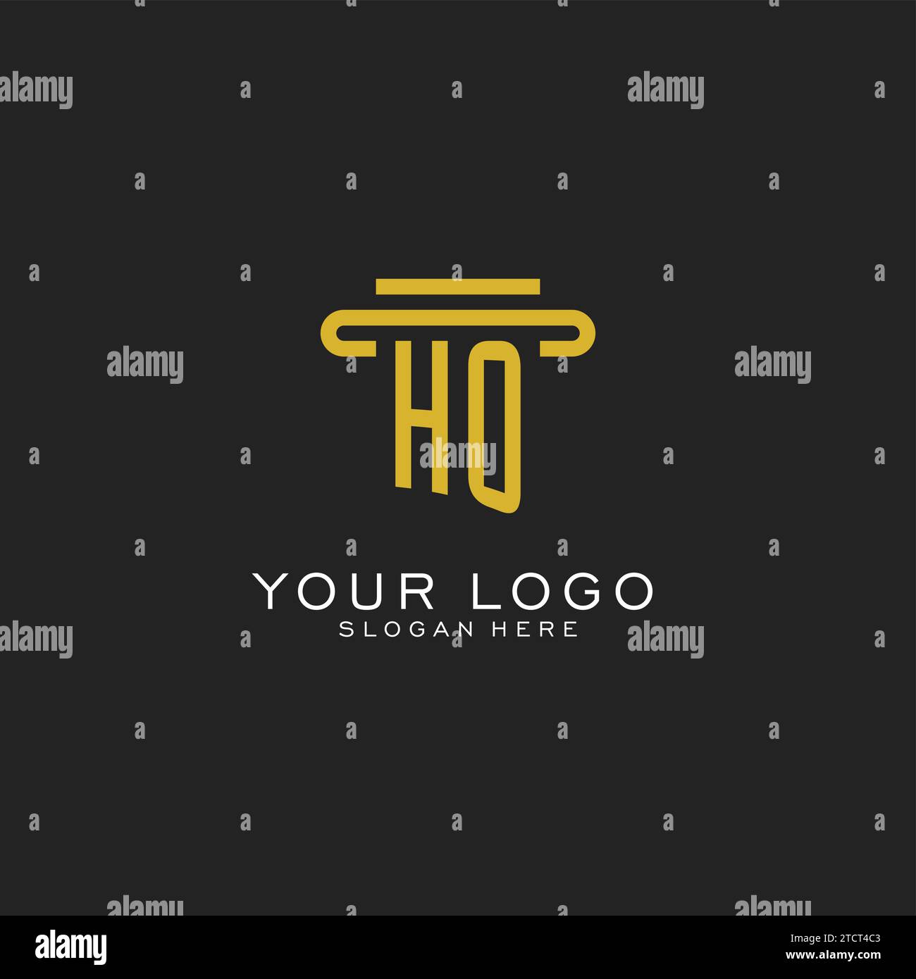 HO initial logo with simple pillar style design vector graphic Stock ...