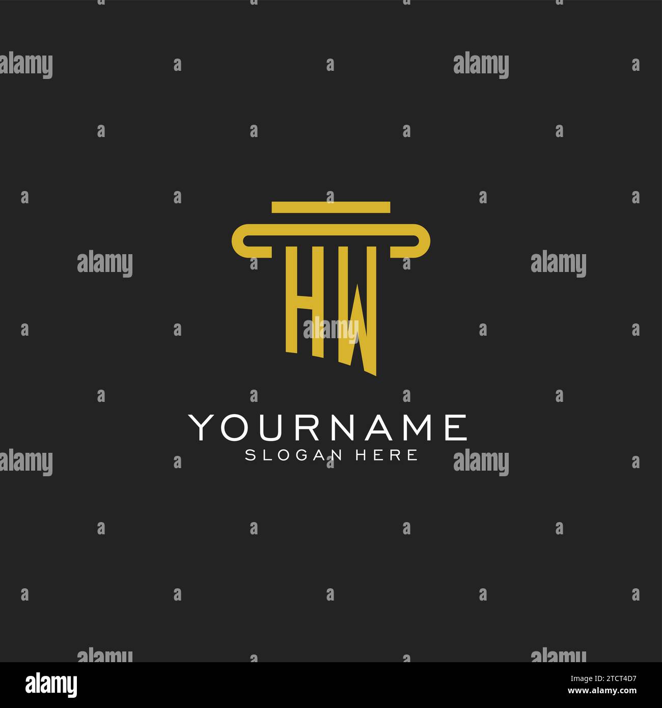 HW initial logo with simple pillar style design vector graphic Stock ...