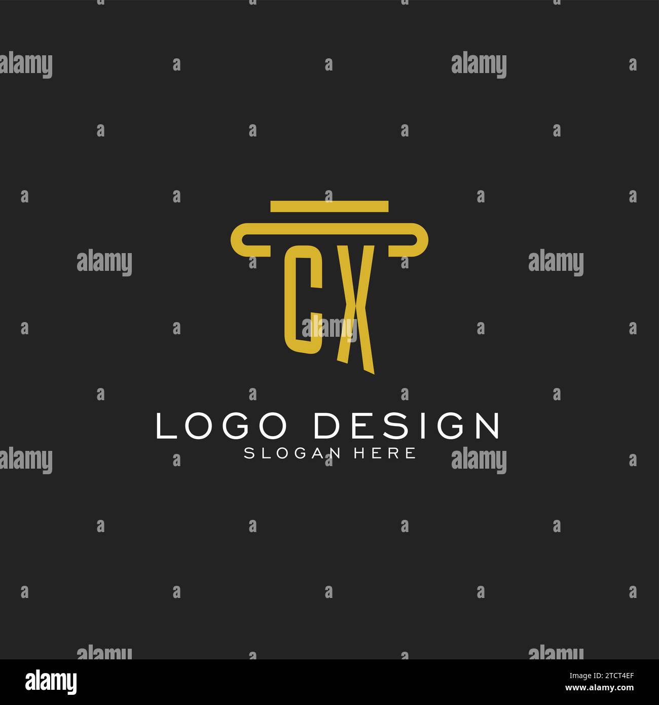 CX initial logo with simple pillar style design vector graphic Stock ...