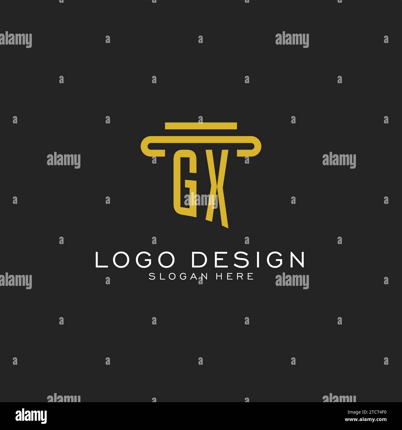 GX initial logo with simple pillar style design vector graphic Stock ...