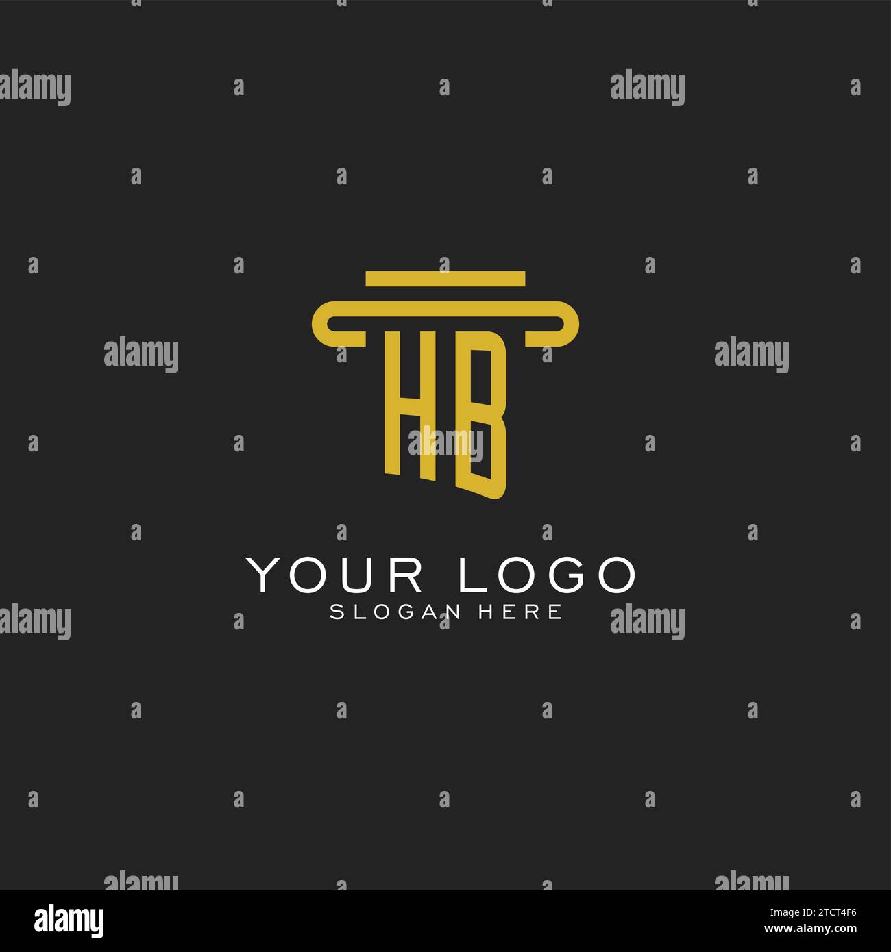 HB initial logo with simple pillar style design vector graphic Stock ...