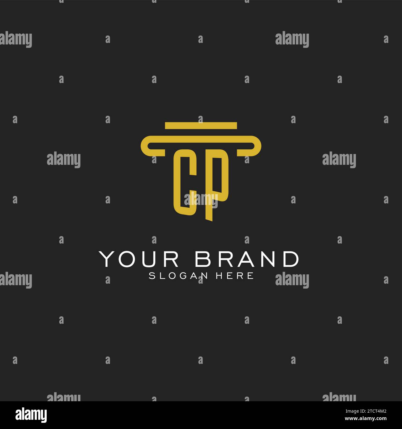 CP initial logo with simple pillar style design vector graphic Stock ...