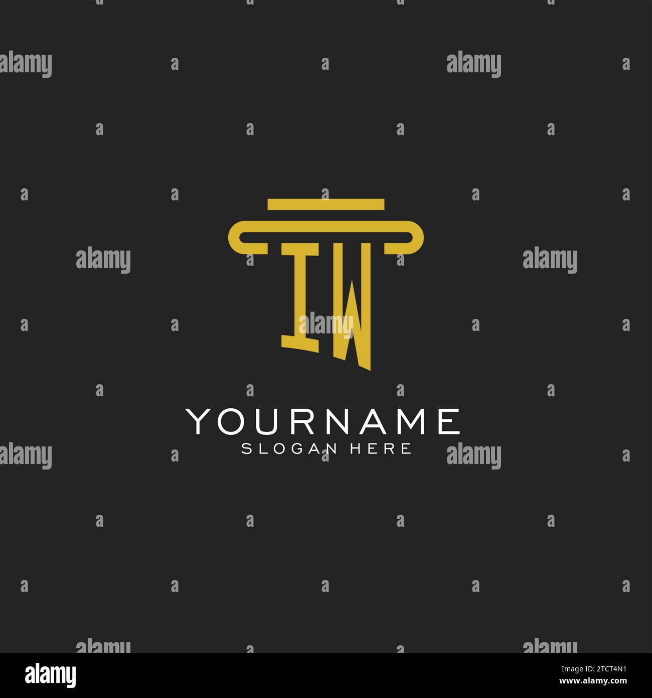 IW initial logo with simple pillar style design vector graphic Stock ...