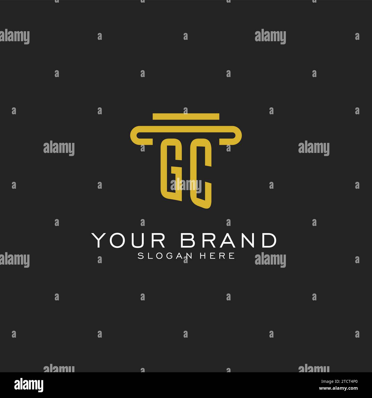 GC initial logo with simple pillar style design vector graphic Stock ...