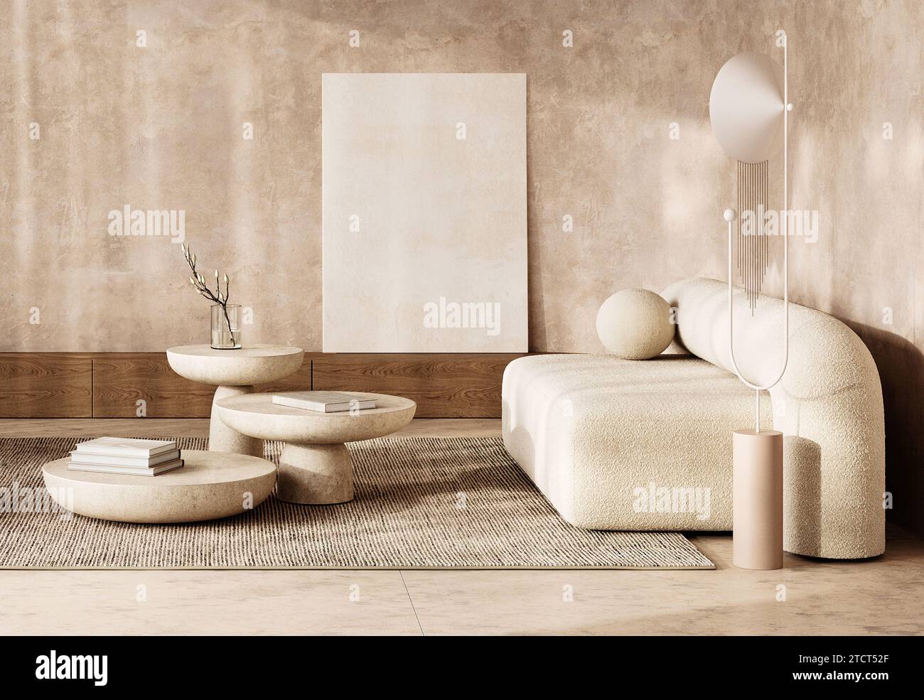 Contemporary scandinavian lounge with curvilinear furniture and ...