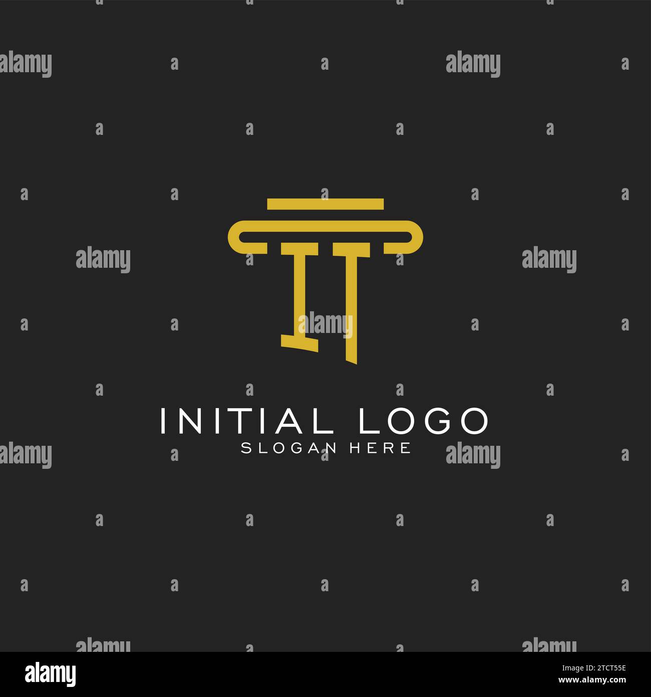 IT initial logo with simple pillar style design vector graphic Stock ...
