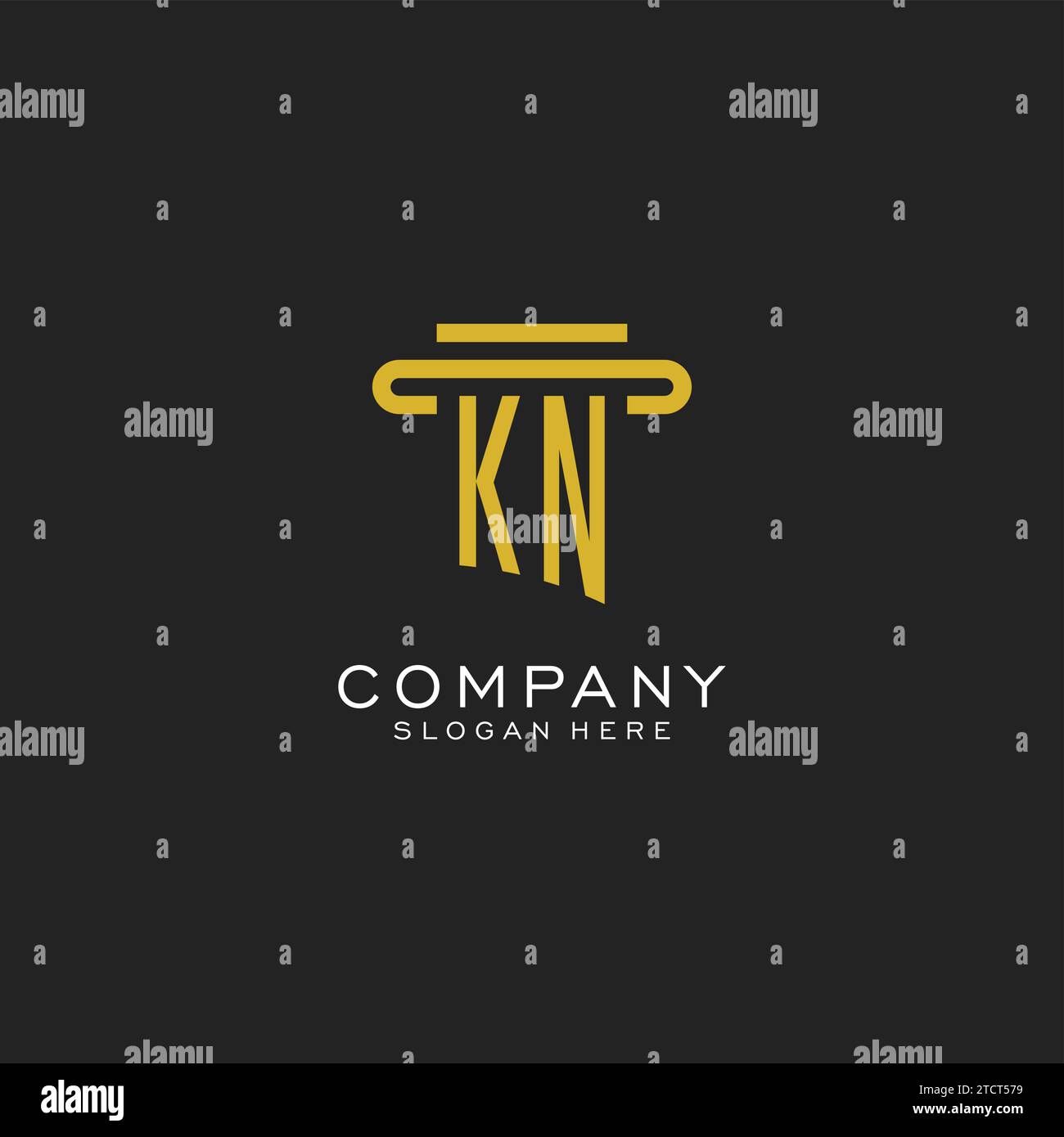 KN initial logo with simple pillar style design vector graphic Stock ...