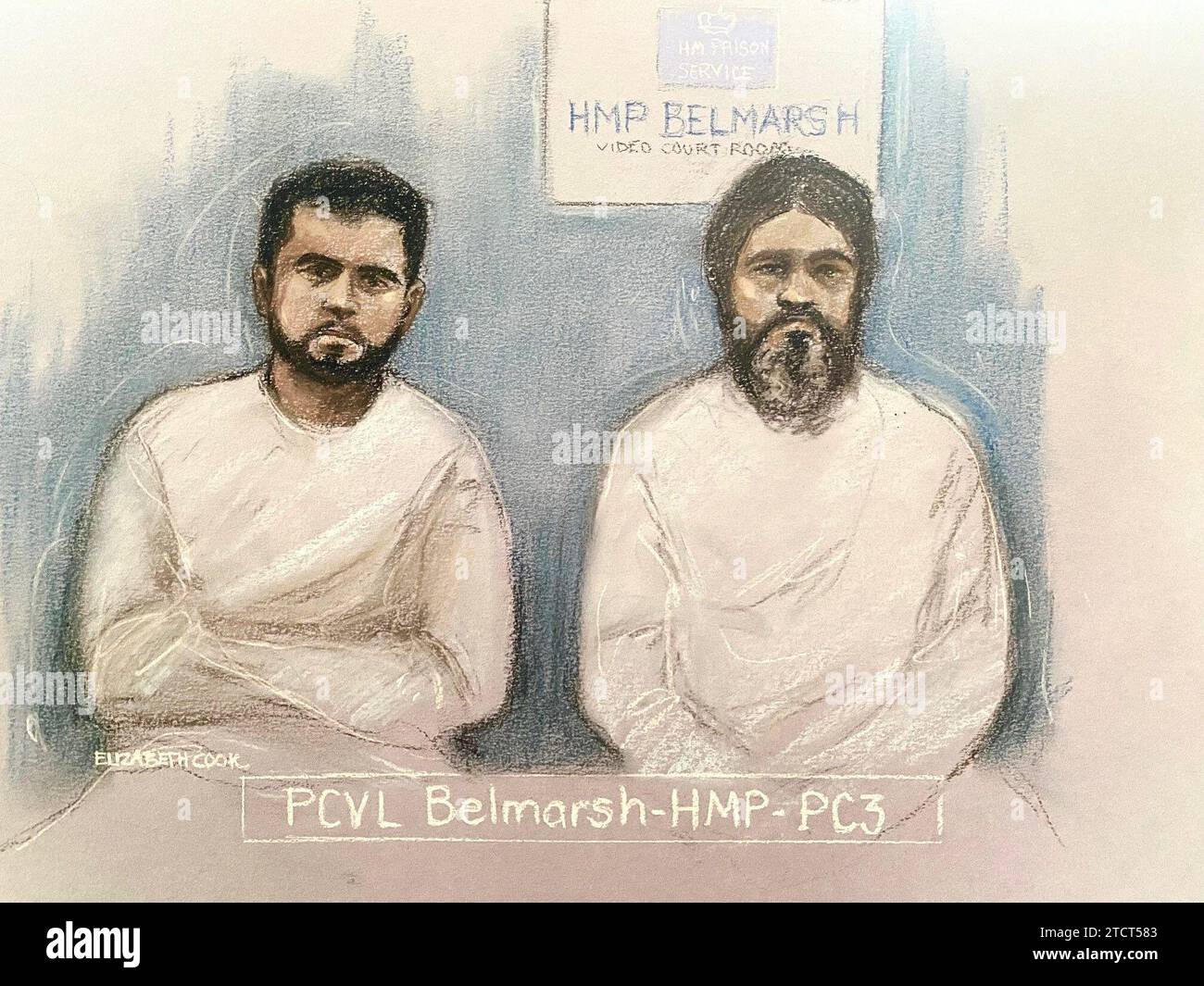 Court artist sketch by Elizabeth Cook of Sara Sharif's father Urfan ...