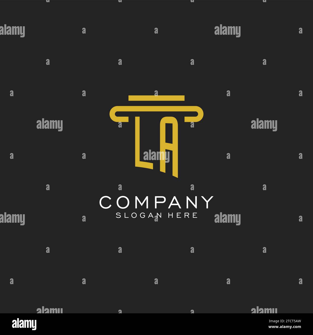 LA initial logo with simple pillar style design vector graphic Stock ...