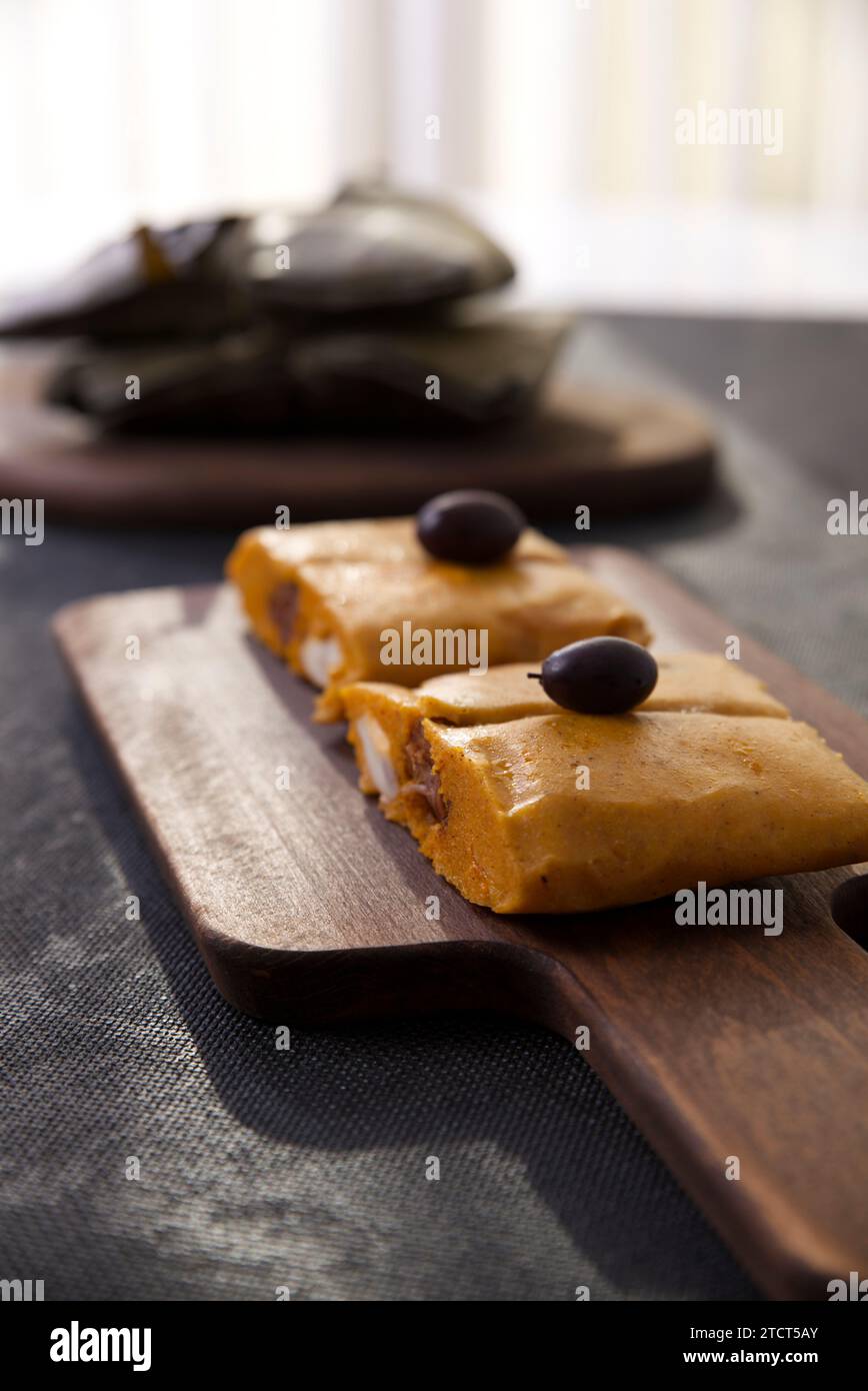 Typical dish of Peru known by the name of tamales, made with corn flour ...