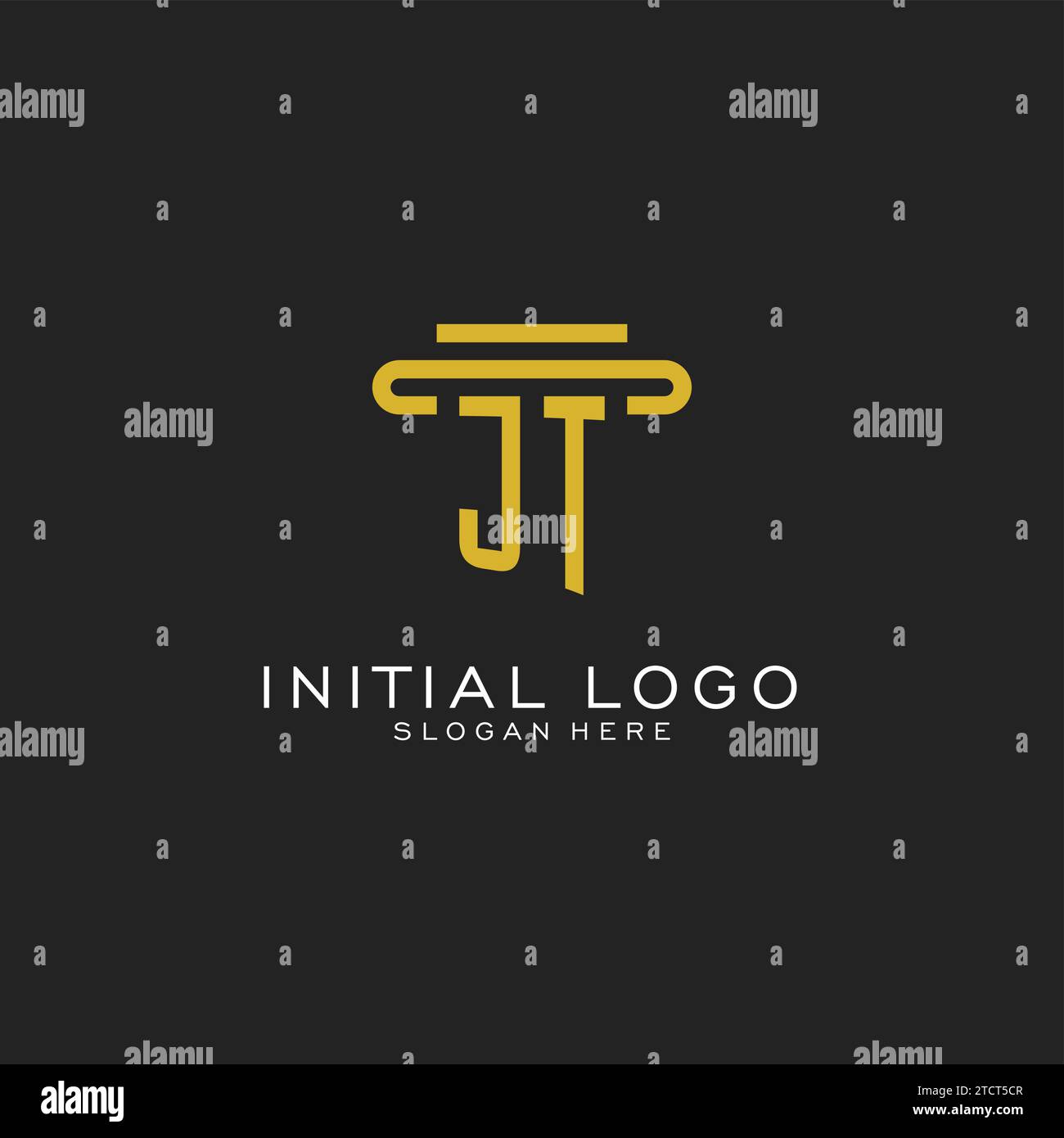 JT initial logo with simple pillar style design vector graphic Stock ...