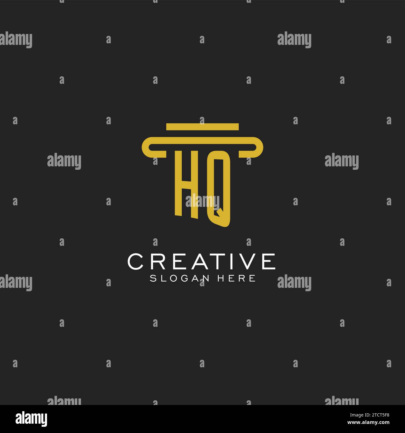 HQ initial logo with simple pillar style design vector graphic Stock ...