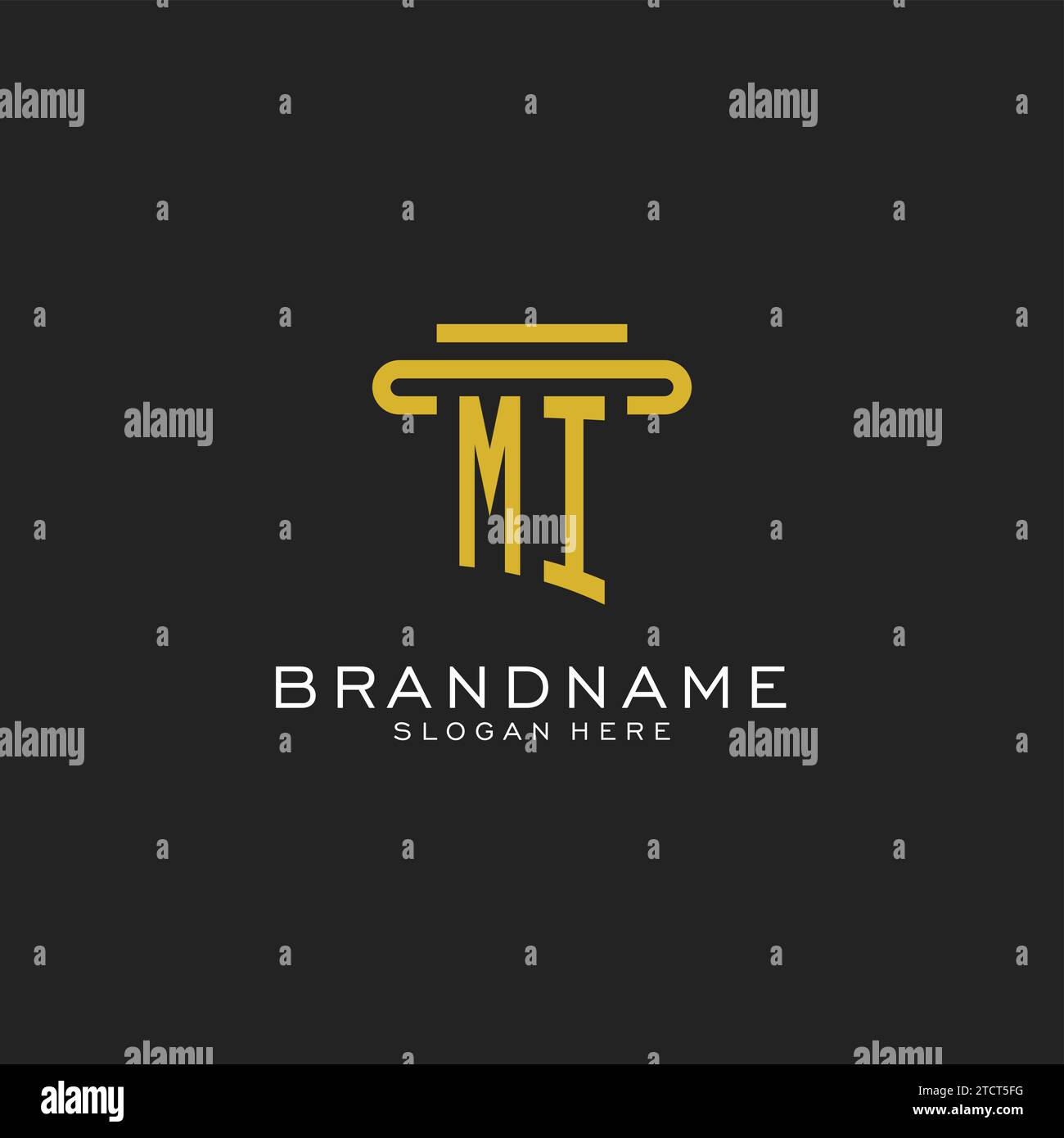 MI initial logo with simple pillar style design vector graphic Stock ...