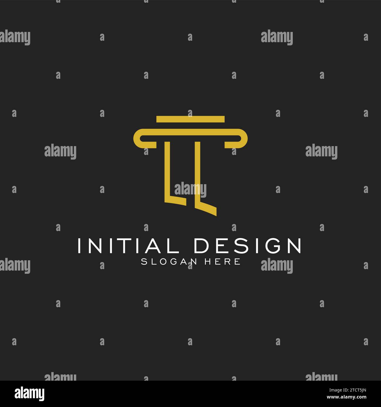 LL initial logo with simple pillar style design vector graphic Stock ...