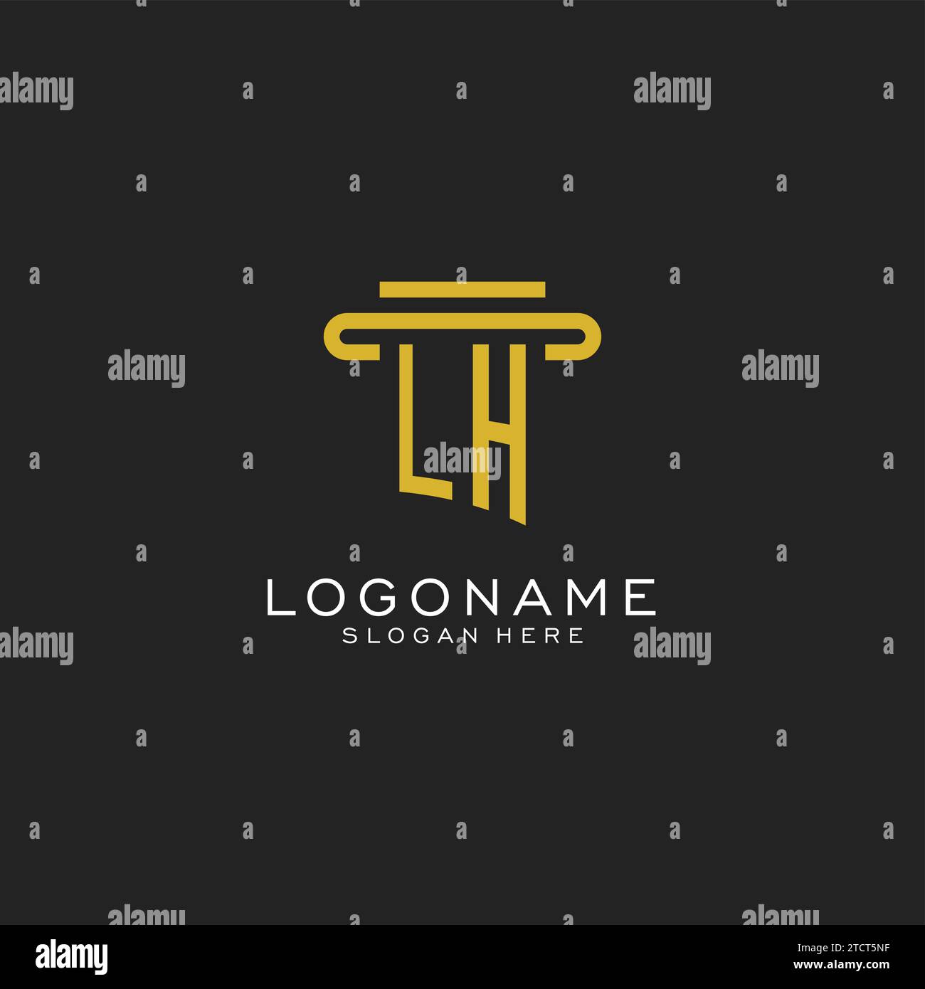 LH initial logo with simple pillar style design vector graphic Stock ...