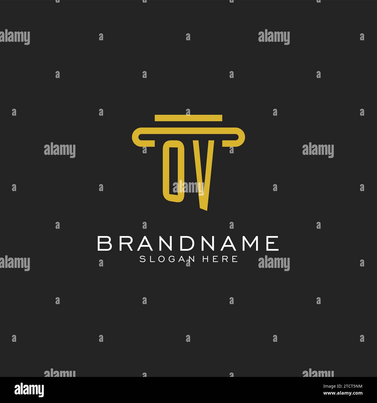 OV initial logo with simple pillar style design vector graphic Stock ...