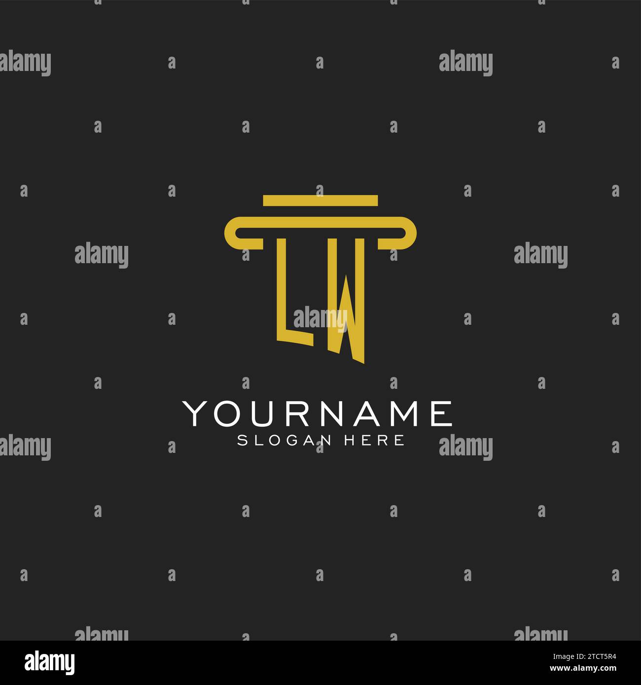 LW initial logo with simple pillar style design vector graphic Stock ...