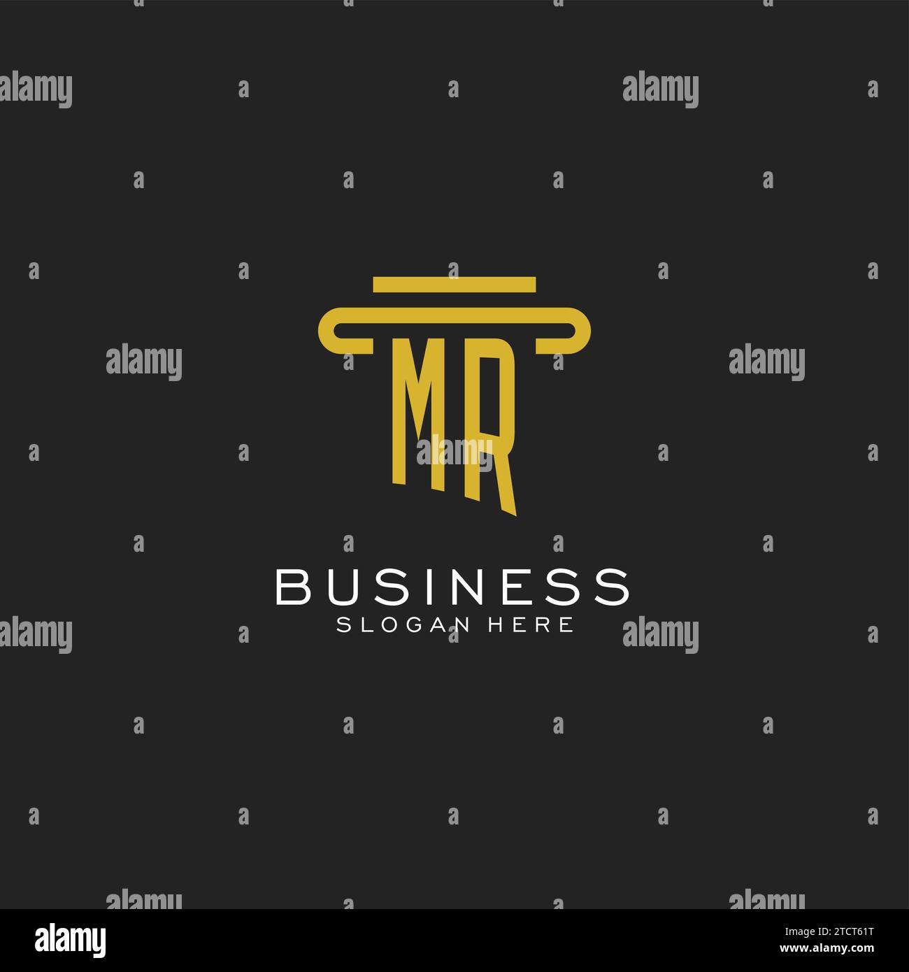 MR initial logo with simple pillar style design vector graphic Stock ...