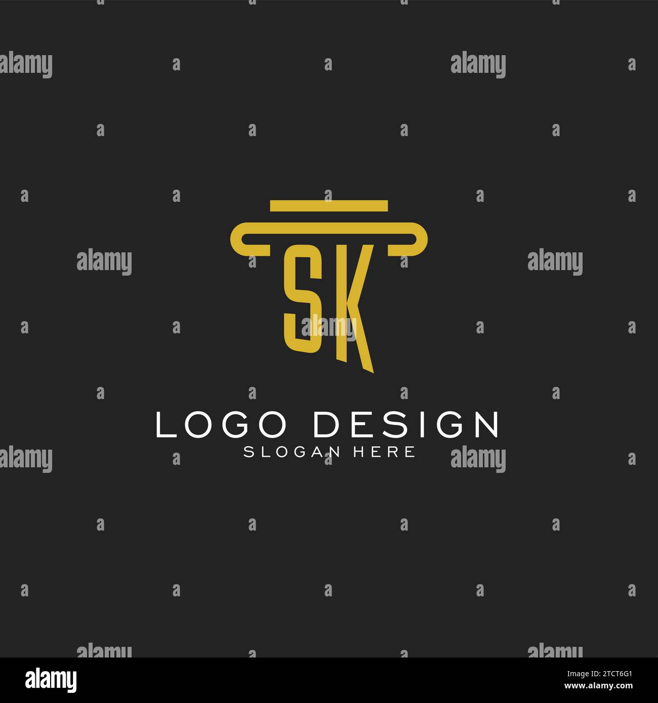 SK initial logo with simple pillar style design vector graphic Stock ...