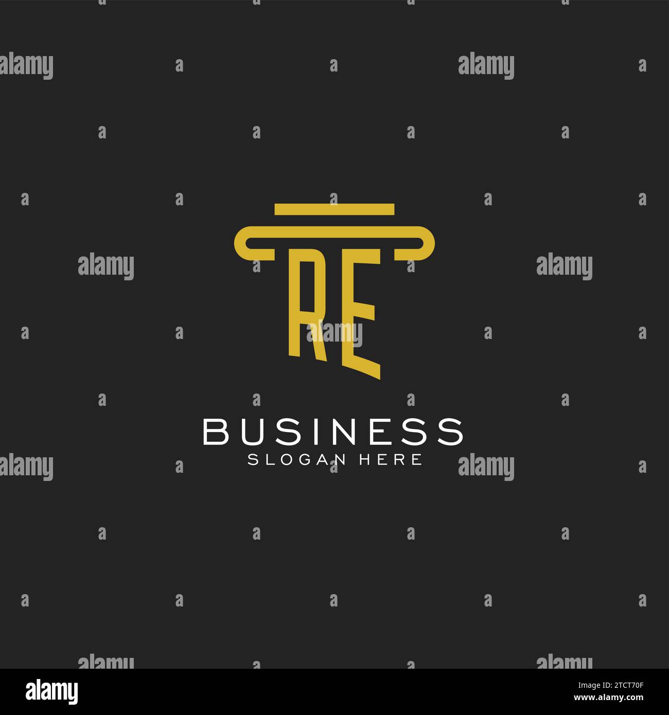 RE initial logo with simple pillar style design vector graphic Stock ...