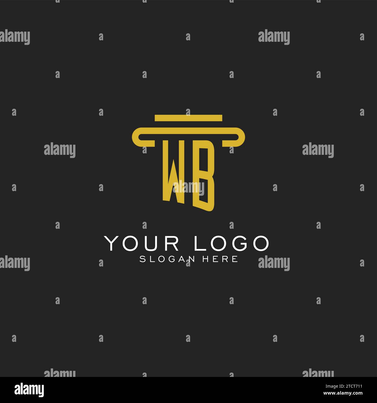 WB initial logo with simple pillar style design vector graphic Stock ...