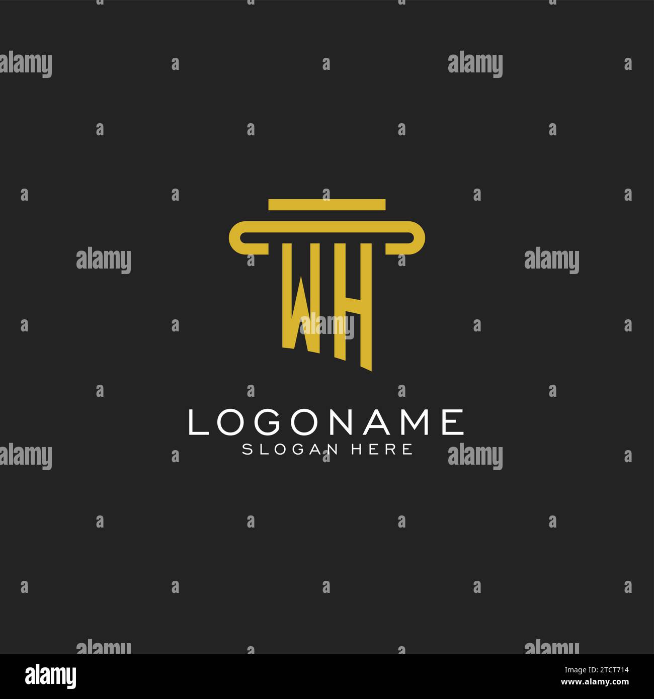 WH initial logo with simple pillar style design vector graphic Stock ...