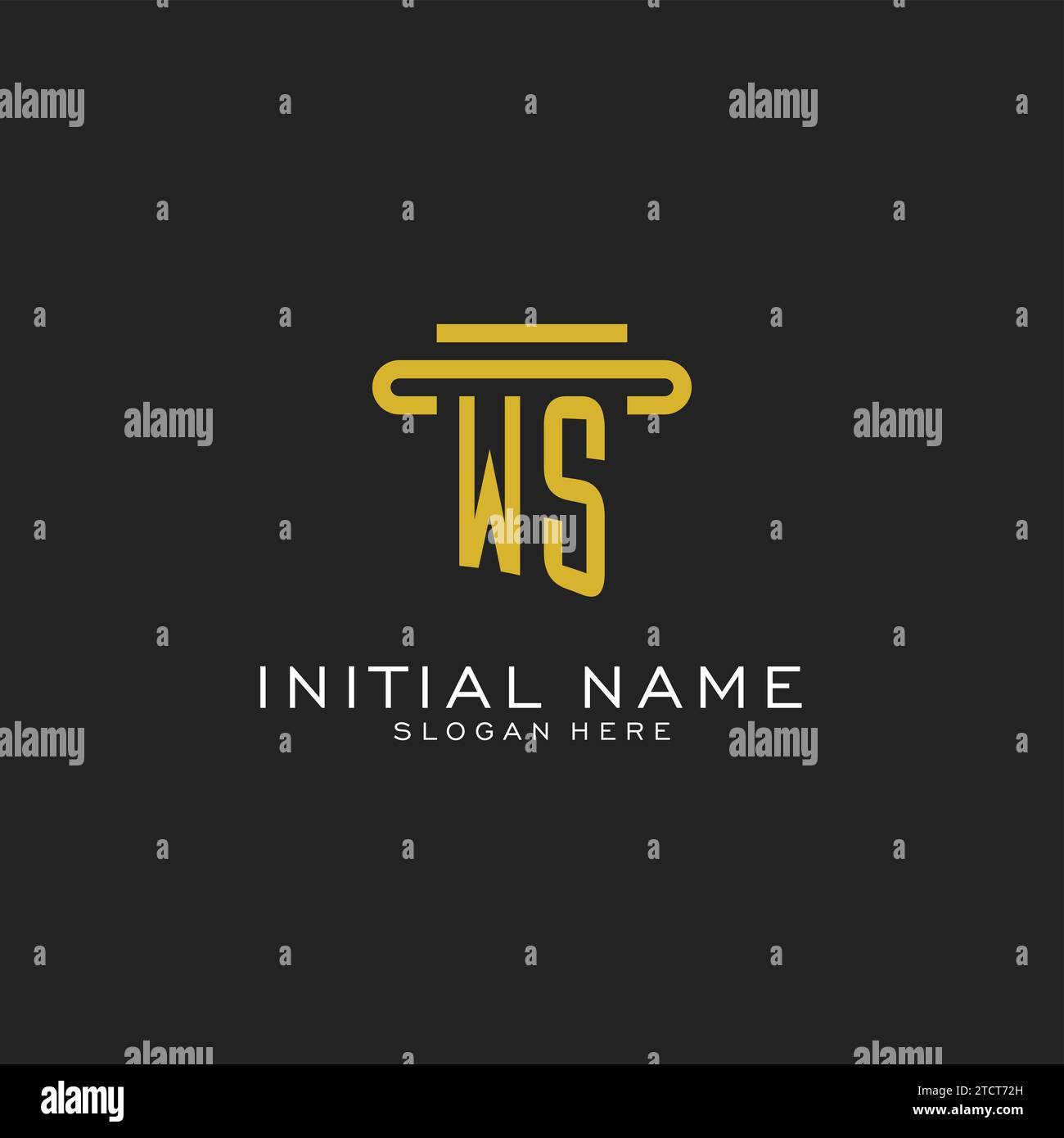 WS initial logo with simple pillar style design vector graphic Stock ...