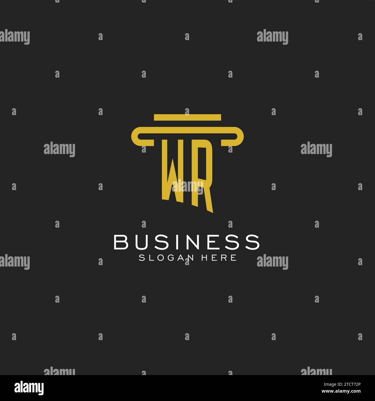 WR initial logo with simple pillar style design vector graphic Stock ...