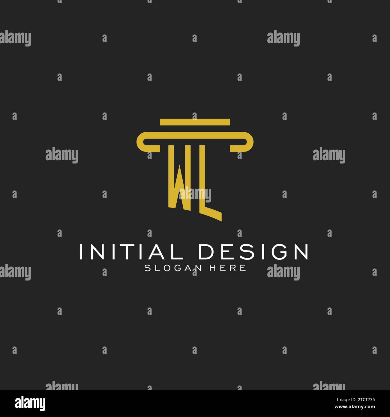 WL initial logo with simple pillar style design vector graphic Stock ...