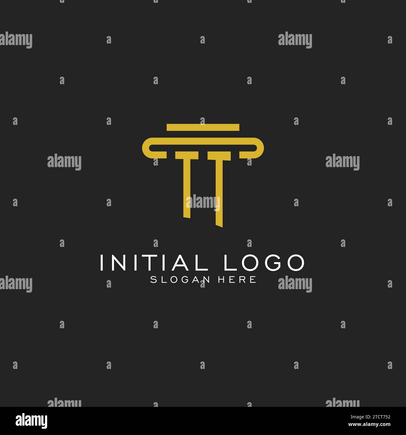 TT initial logo with simple pillar style design vector graphic Stock ...