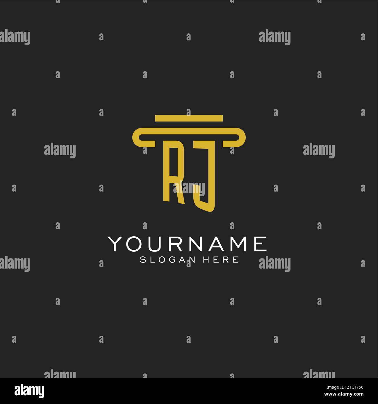 RJ initial logo with simple pillar style design vector graphic Stock ...