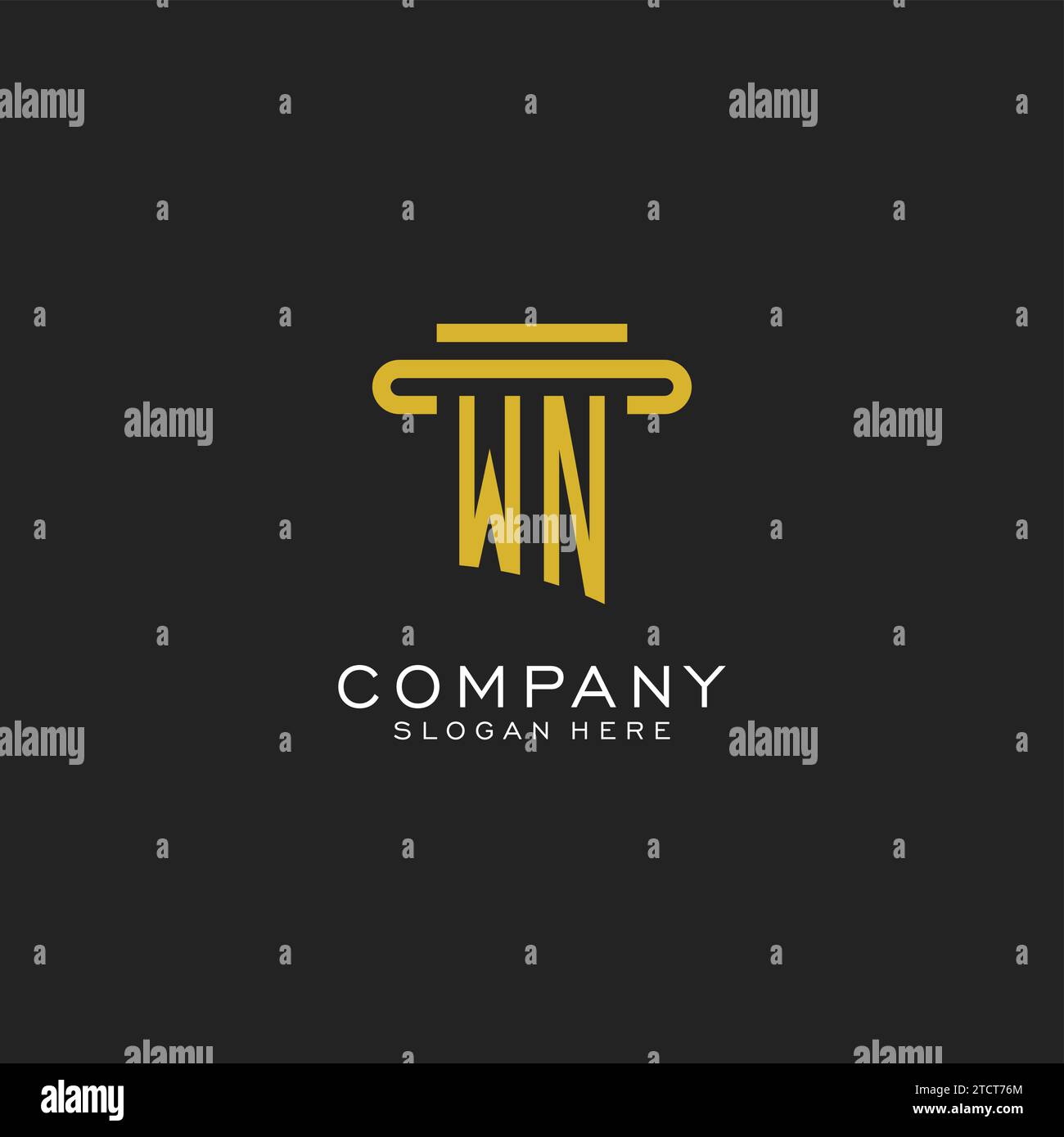 WN initial logo with simple pillar style design vector graphic Stock ...